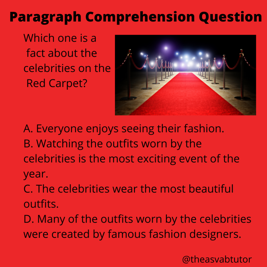 The ASVAB Tutor Presents Paragraph Comprehension Question on Facts and ... The ASVAB Tutor Presents Paragraph Comprehension Question on Facts and ...
