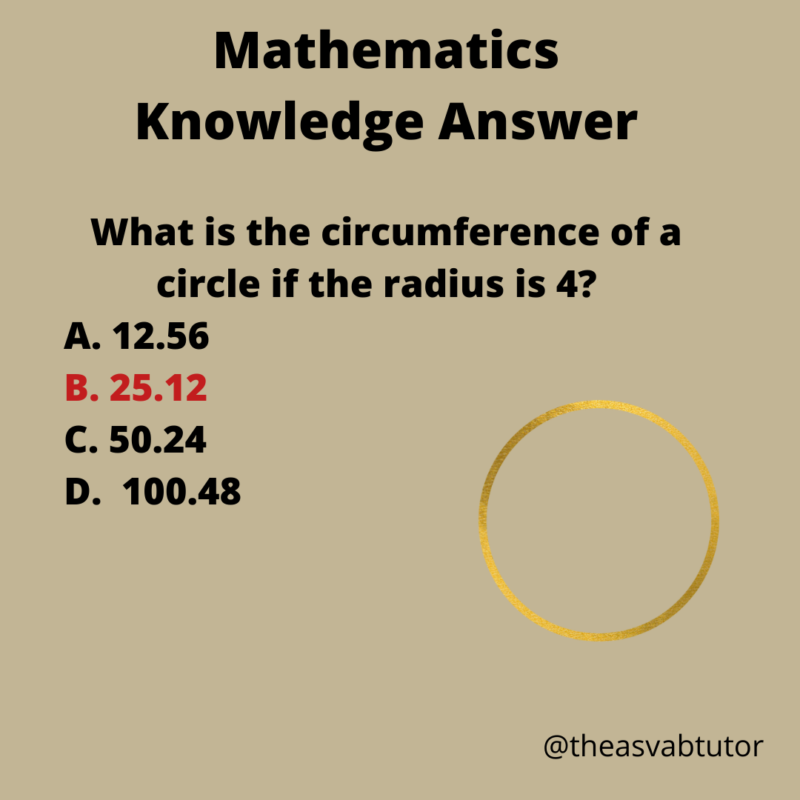The Asvab Tutor Presents Answer To Circumference Question The Asvab Tutor